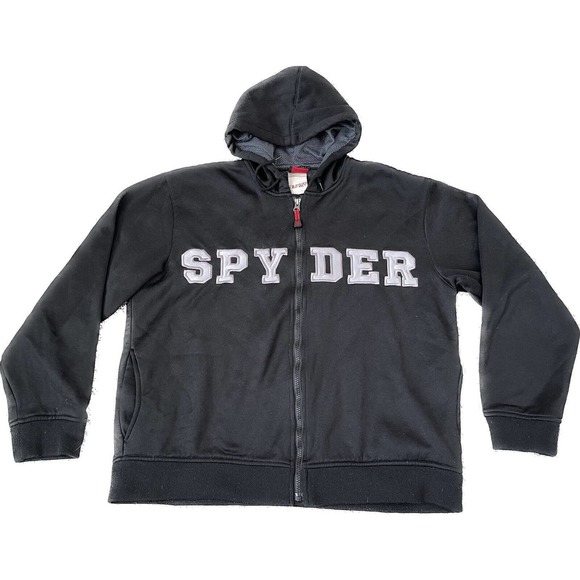 Spyder | Shirts | Spyder Embroidered Full Zip Black Mens Medium Hoodie ...